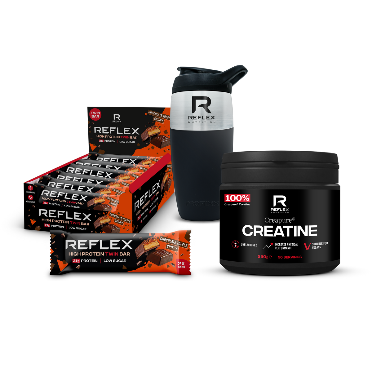 High Protein Twin Bar + Creatine Bundle – Reflex Nutrition